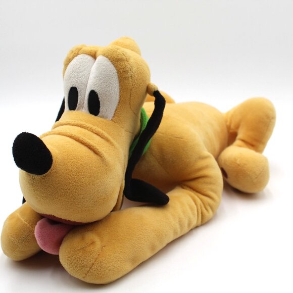 Disney | Toys | Disney Pluto The Dog W Green Collar Laying Plush ...